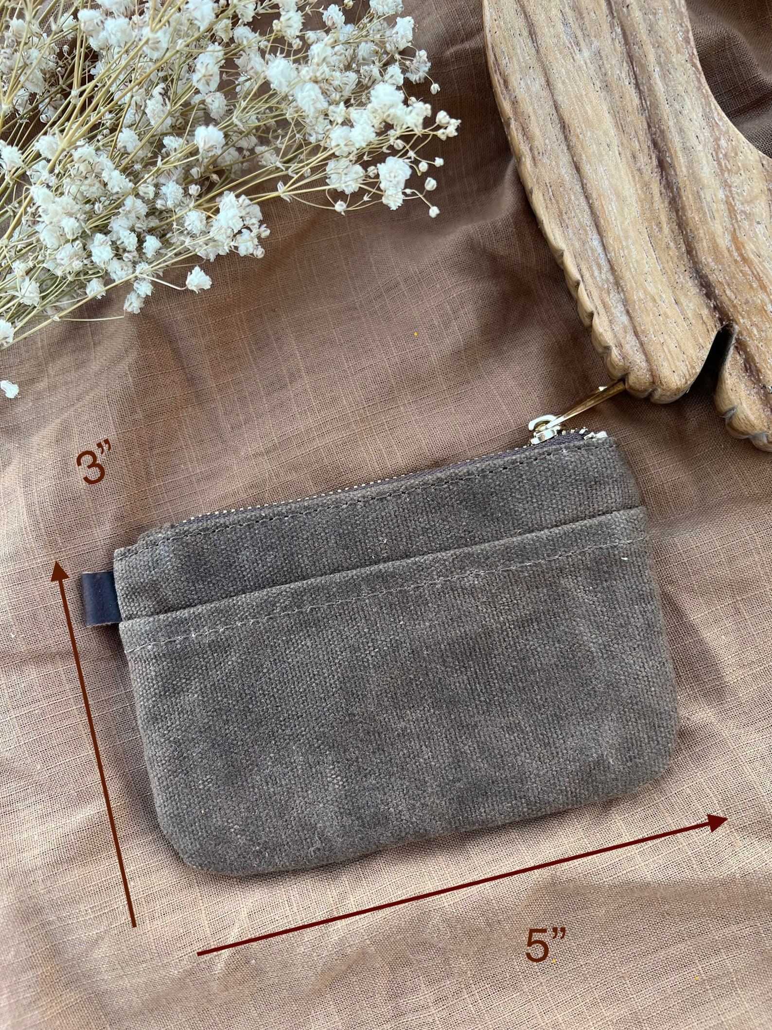 Waxed Canvas Small Pouch With Zipper Pouch With Keychain - Etsy