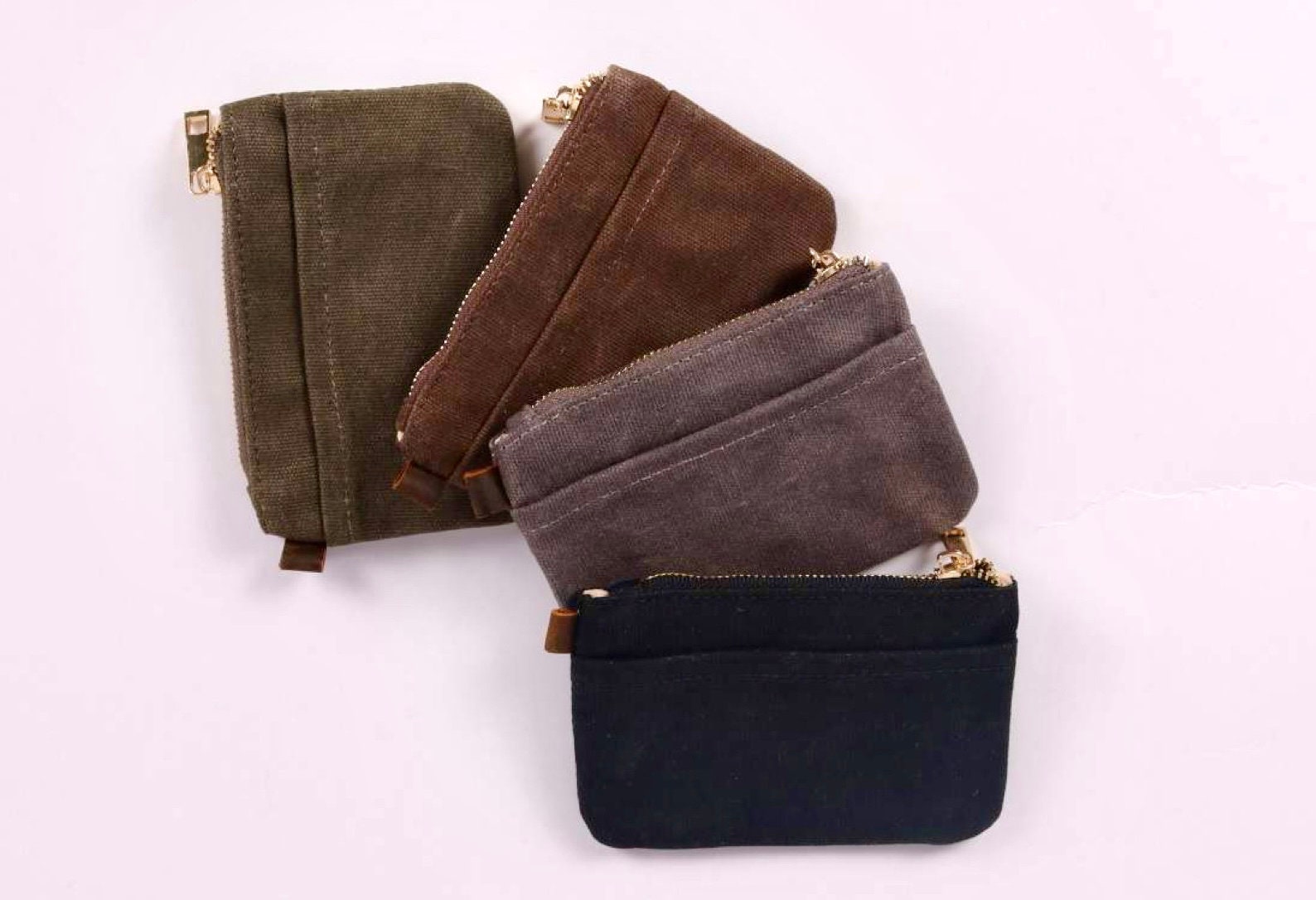 Waxed Canvas Small Pouch With Zipper Pouch With Keychain - Etsy