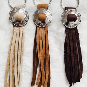 Western Concho Leather Fringe Key Ring - Etsy