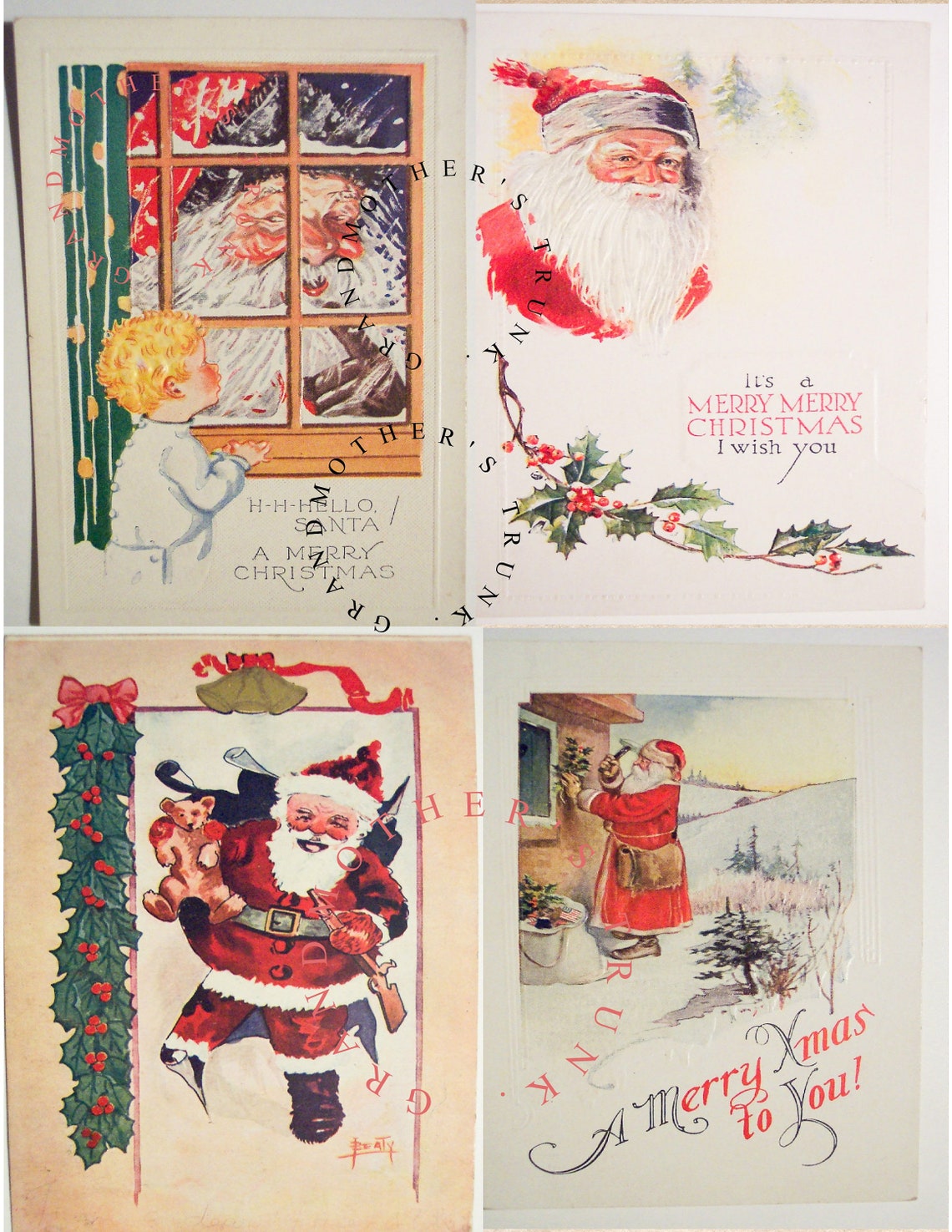 60 Vintage Santa Postcards [instant Digital Download] | Fun Retro Santa ...