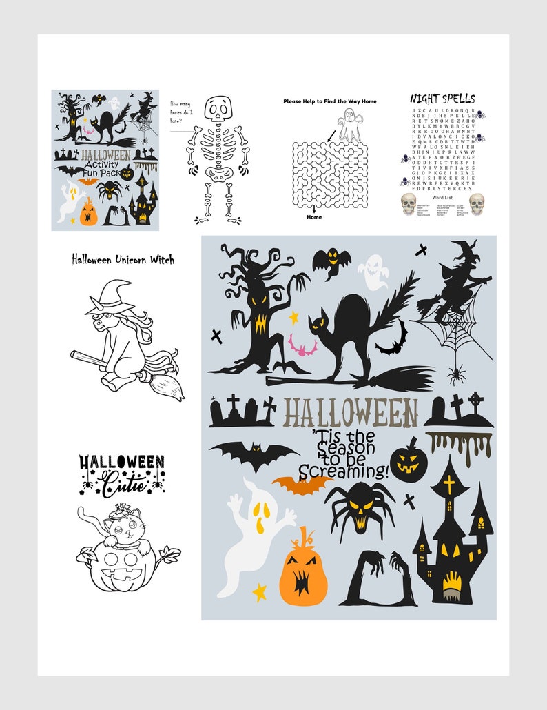 Digital Halloween Fun Activities Pack Instant Download - 30 Assorted ...