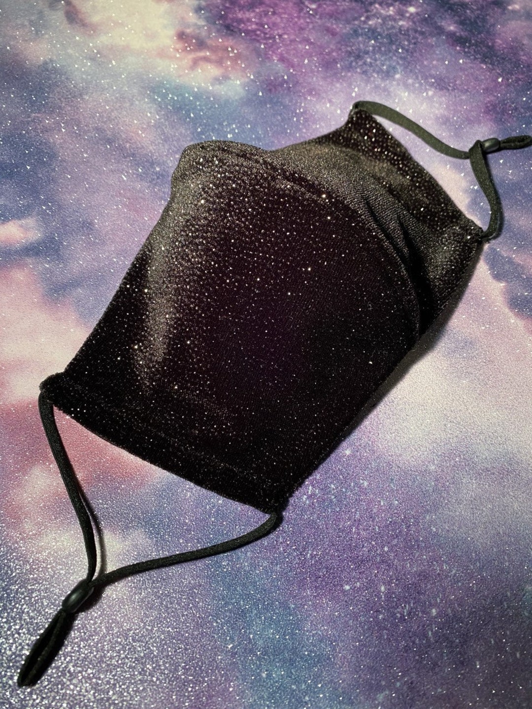 Black Galaxy Sparkle Velvet Face Mask Glitter Sparkle Stars - Etsy