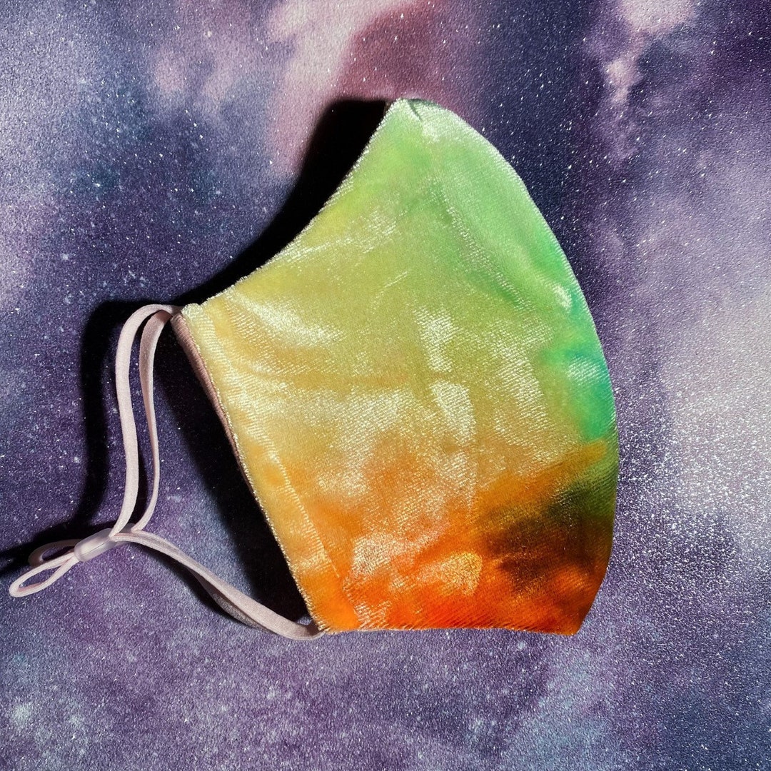 Neon Tie Dye Velvet Face Mask Tie Dye Face Covering Neon Colours Velvet ...