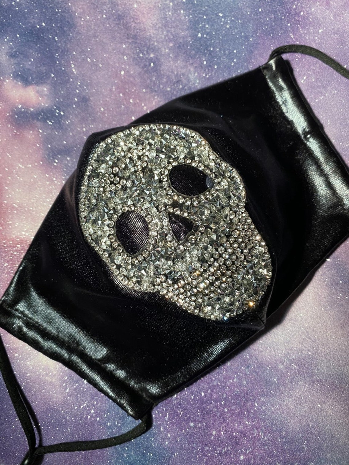 Skull Bling Rhinestones Halloween Face Mask Skull Crystals Face ...