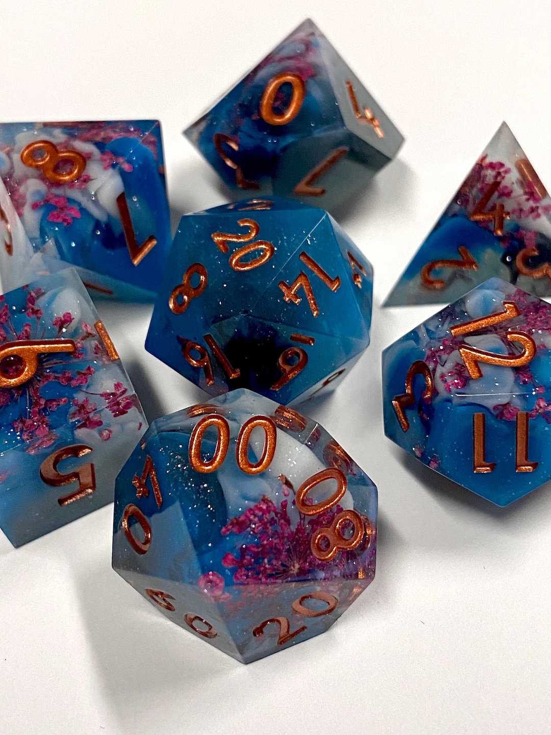 Bless Starry Twilight Sky/indigo Blue/gray/cloudy Sharp Edge Dice Set ...
