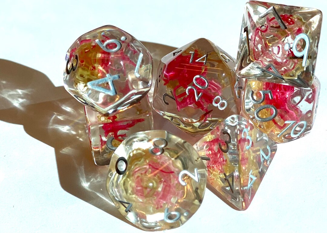 Druidcraft Clear and Smooth Resin Dice Set With Coral and Beige Mossy ...