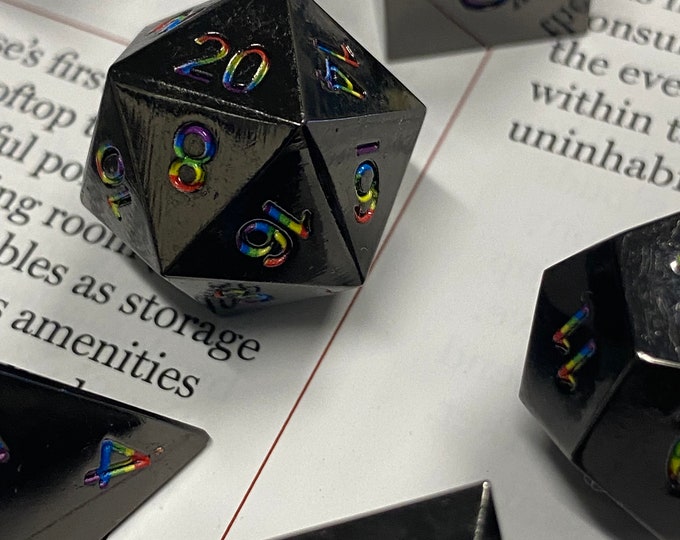 Mithril: Prism Solid Metal Dark Sharp Edge 7 Piece Sharp Edge Dice Set ...