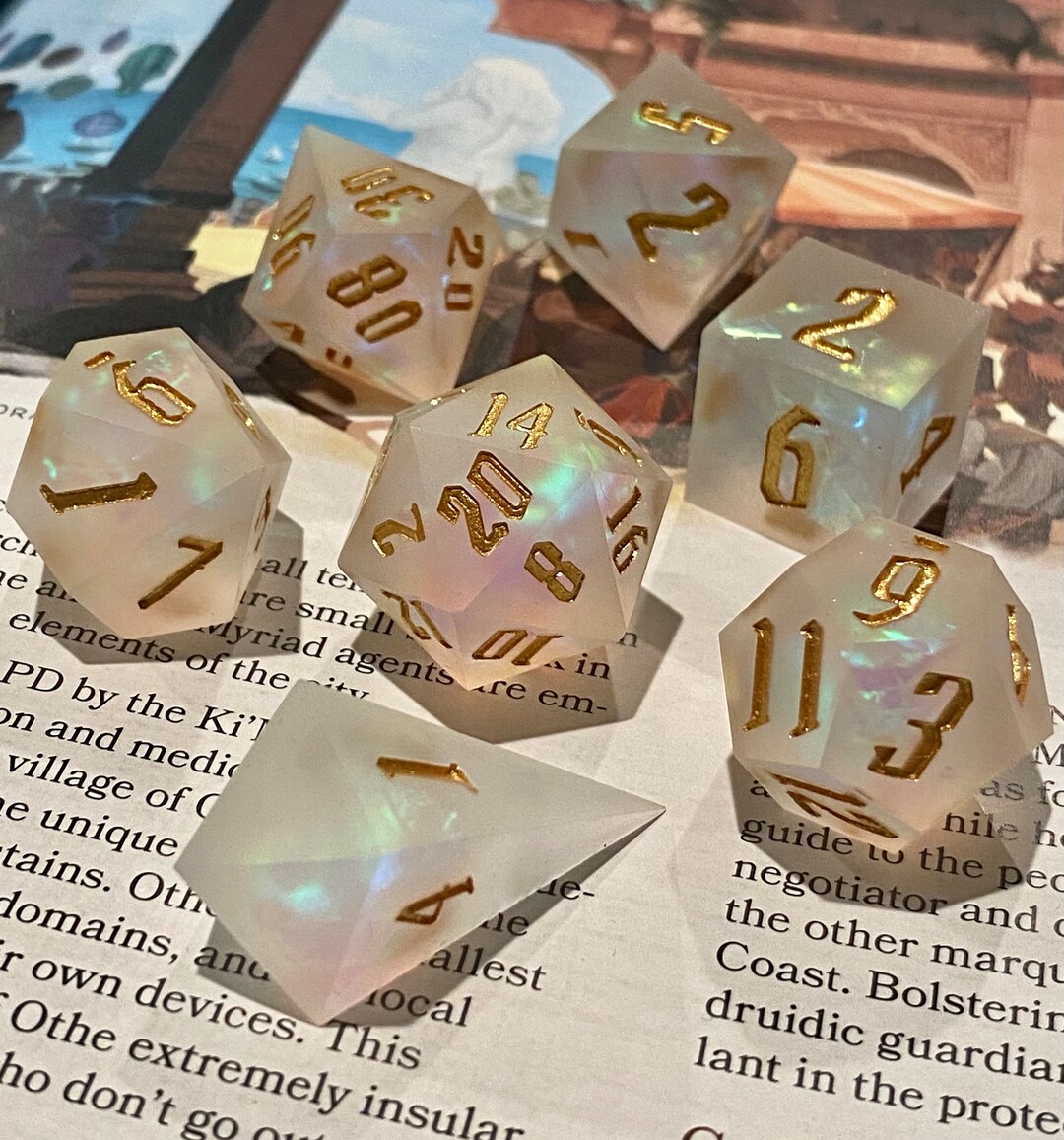 Illuminate Frosted Matte Effect Sharp Edge Dice Set Glow Prismatic Foil ...