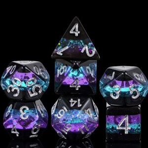 Arcane Eye Sparkling Layered Semi-translucent Dice Set Glitter Blue and ...