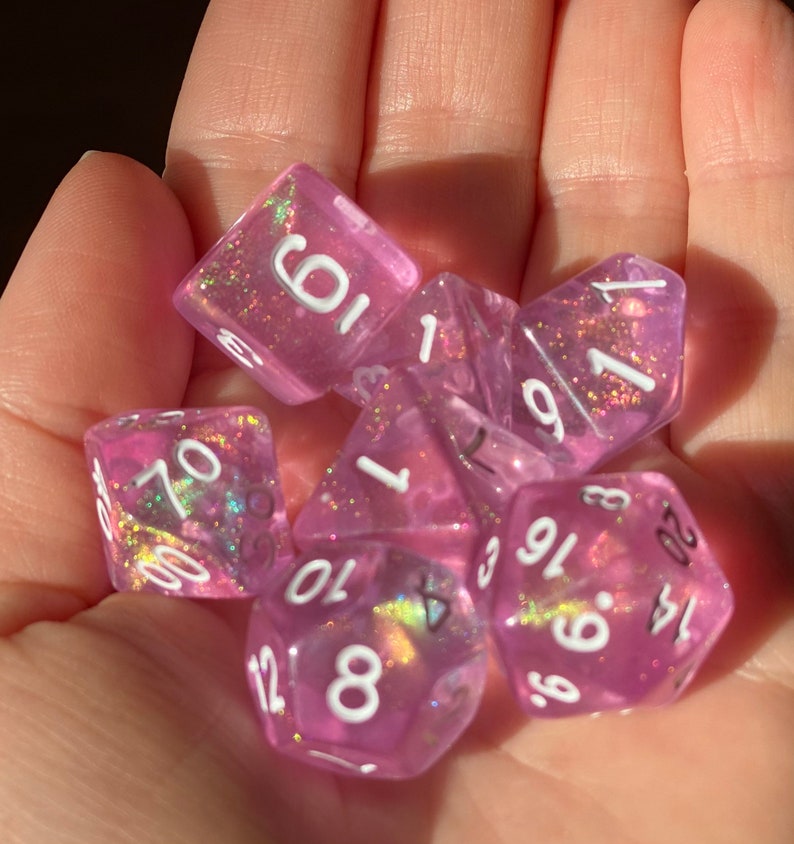 Dawn NEW Style Shimmering Pink Dice Set Full 7pc Set - Etsy