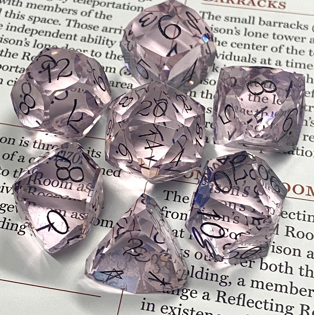 Wish Elegant 'diamond Cut' Real Glass Full 7 Piece Dice Set Multi ...