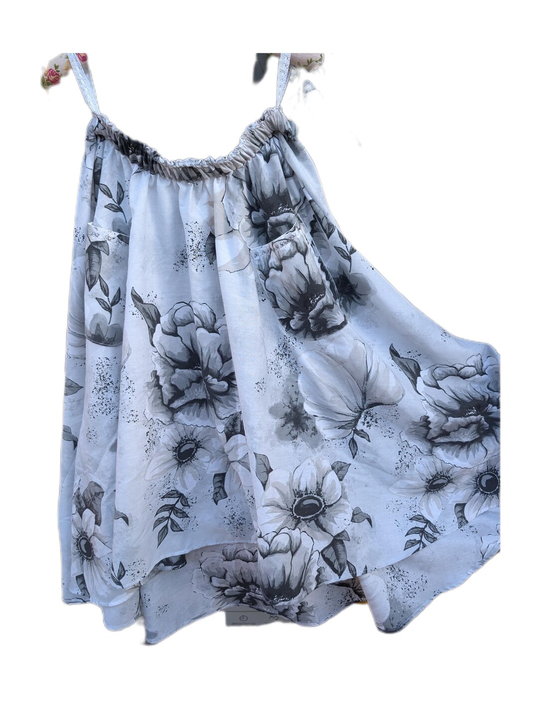 Skirt 14-waterfall Hem Skirt-circle Skirt-black Flower Pattern-hippy ...