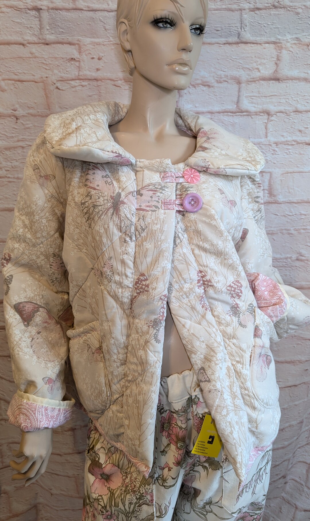 Jacket 16/18/XL, Large Collar Jacket, Butterfly Print Jacket, Warm ...