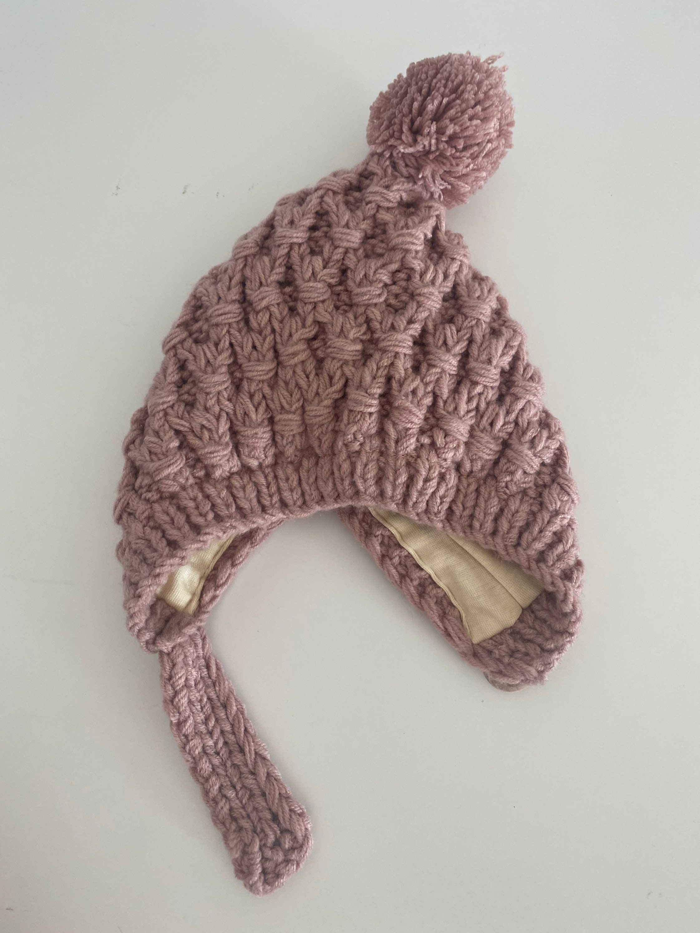 Hand-Knitted beanie hat with chin strap. Fully lined inside. | Etsy