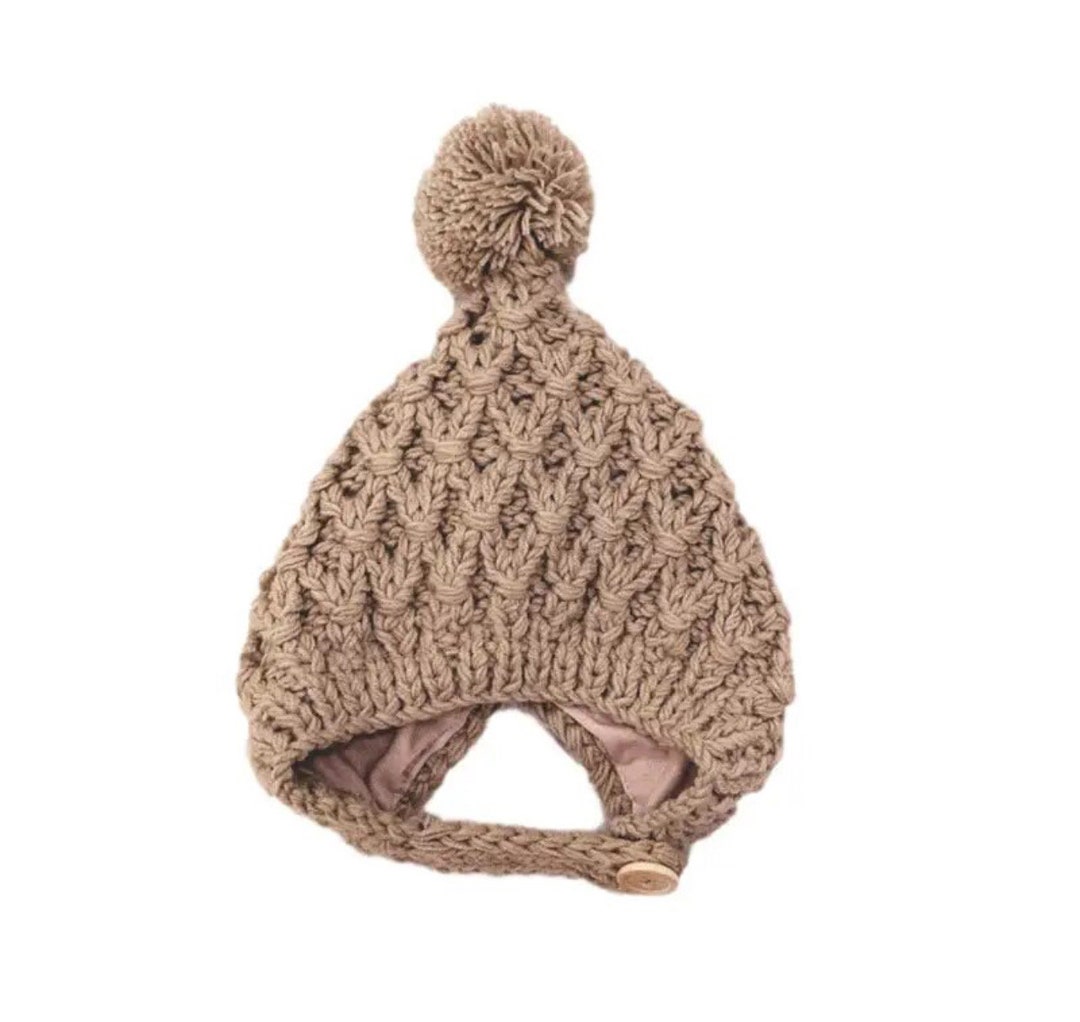 Hand-knitted Beanie Hat With Chin Strap. Fully Lined Inside. - Etsy
