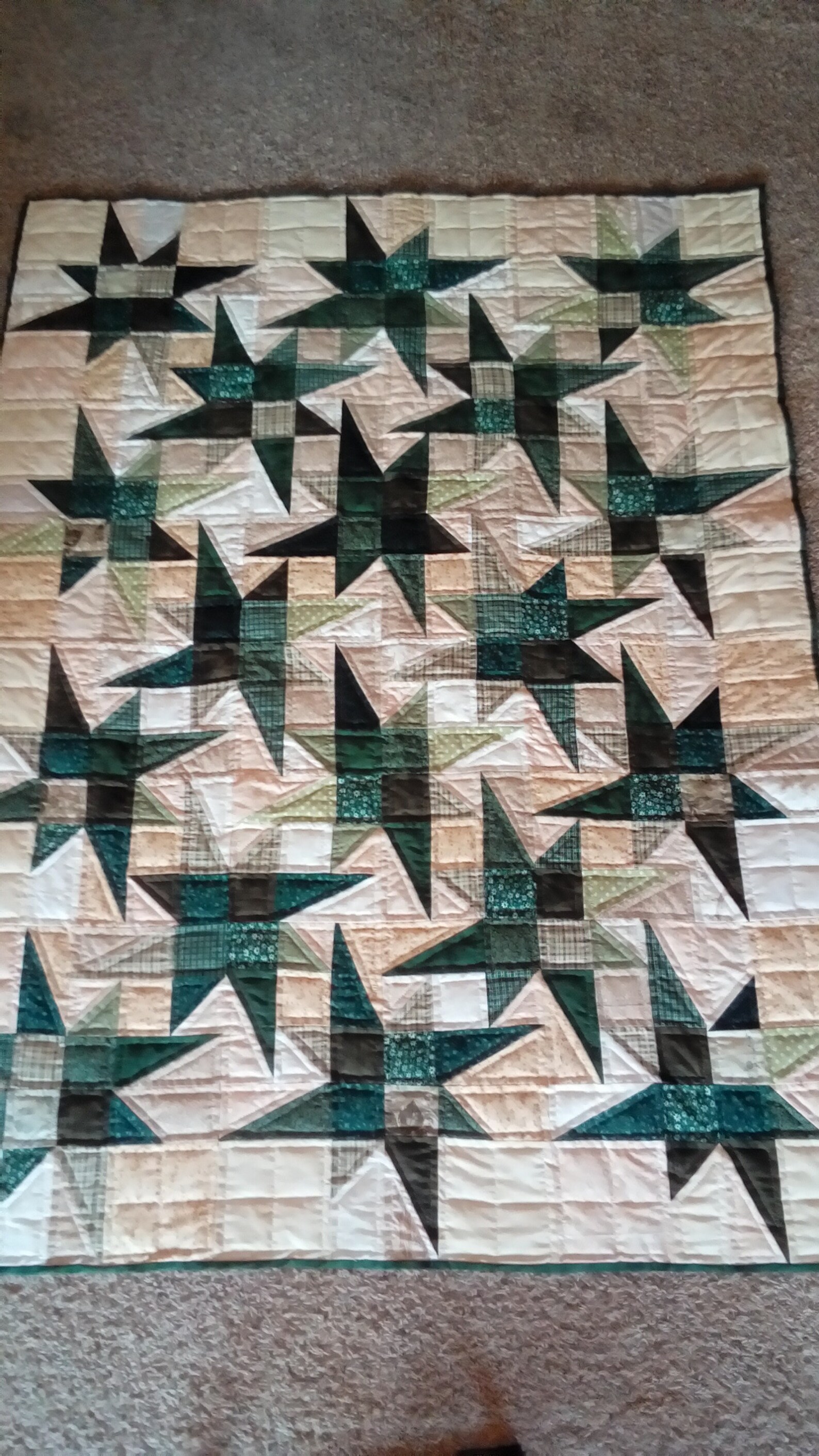 Bold Green Stars Throw Quilt 52" X 66" - Etsy