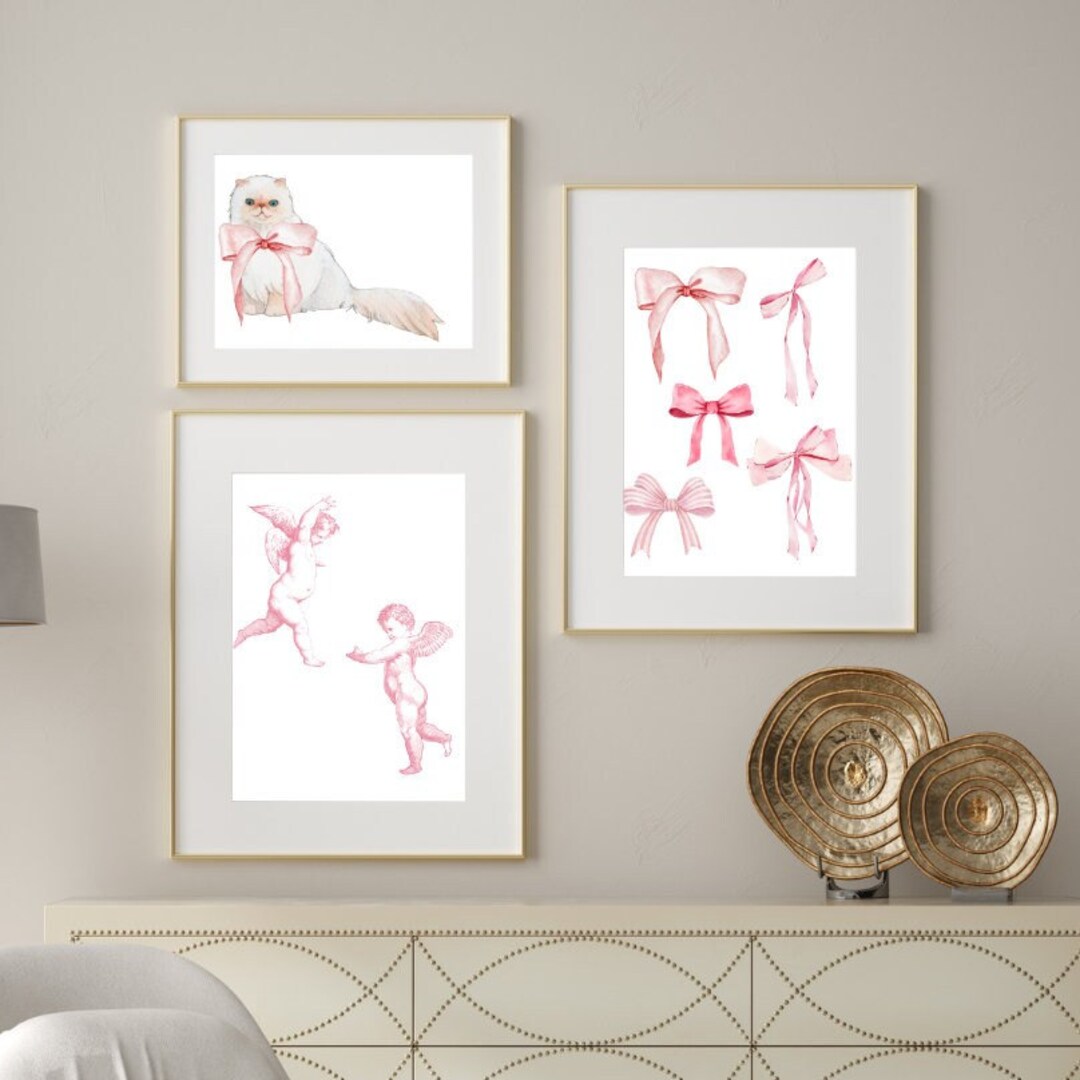 Coquette Pink Bows Collage Prints, Balletcore Wall Art, Room Decor - Etsy