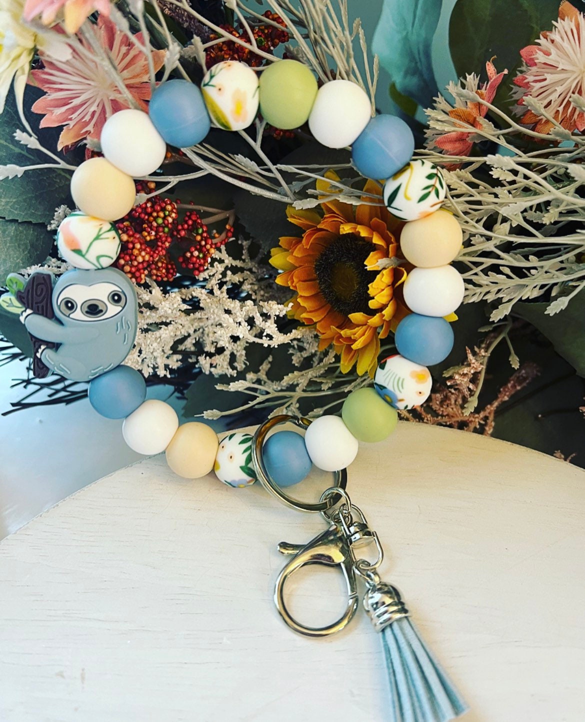 Sloth Beaded Wristlet | Sloth Wristlet | Sloth Keychain Wristlet ...