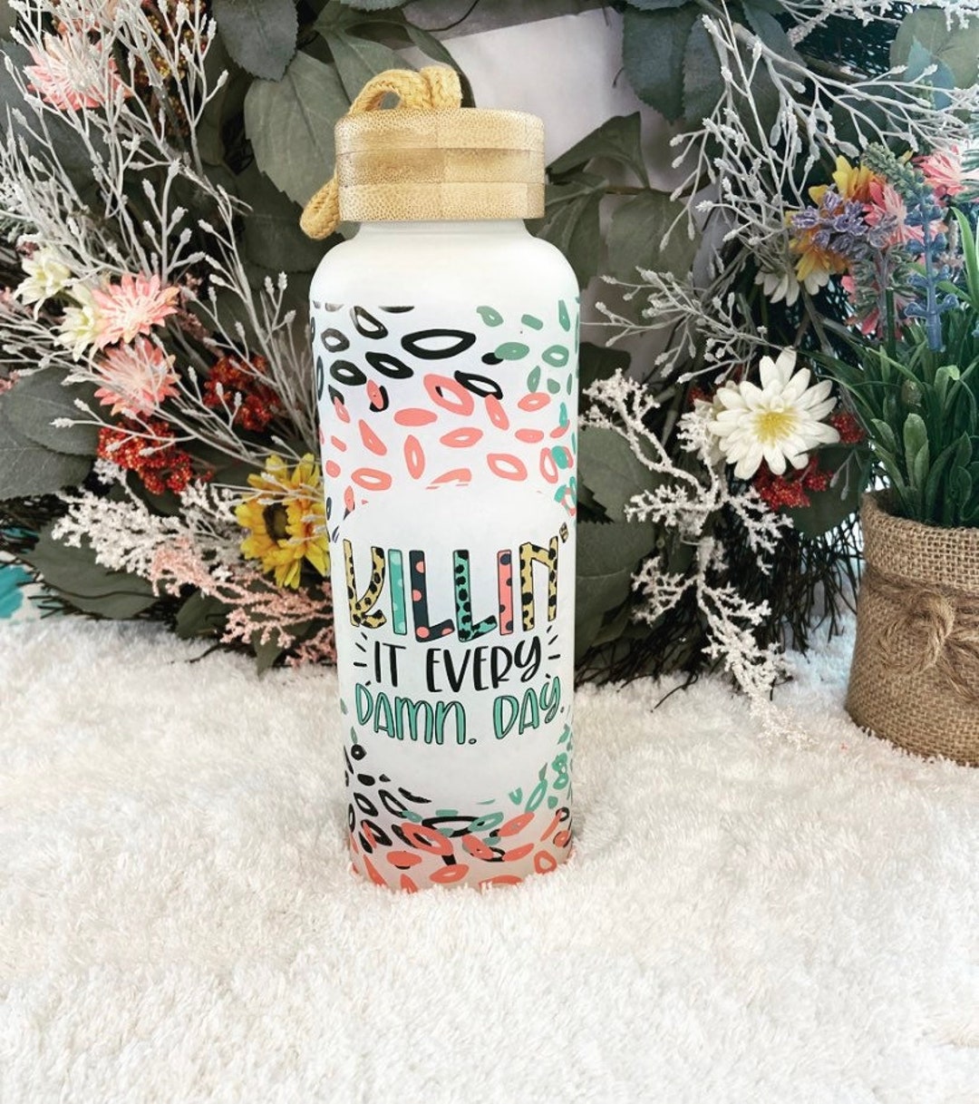 Motivational Glass Bottle | Inspirational Water Glass | Summer Glass ...