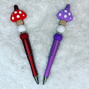 Mushroom Beaded Pen Plant Lover Beaded Cute Pen Beaded Pen Work Pen Pen ...