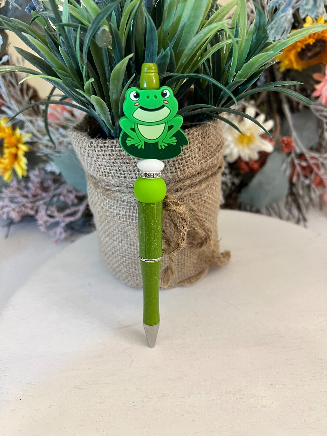 Frog Pen | Frog | Frog Lover Pen | Frog Lover | Handmade Gift | Beaded ...