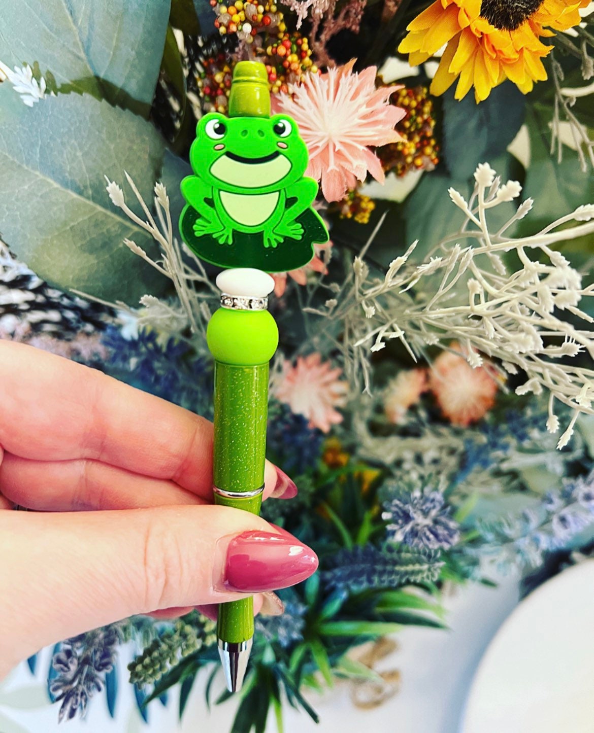 Frog Pen | Frog | Frog Lover Pen | Frog Lover | Handmade Gift | Beaded ...