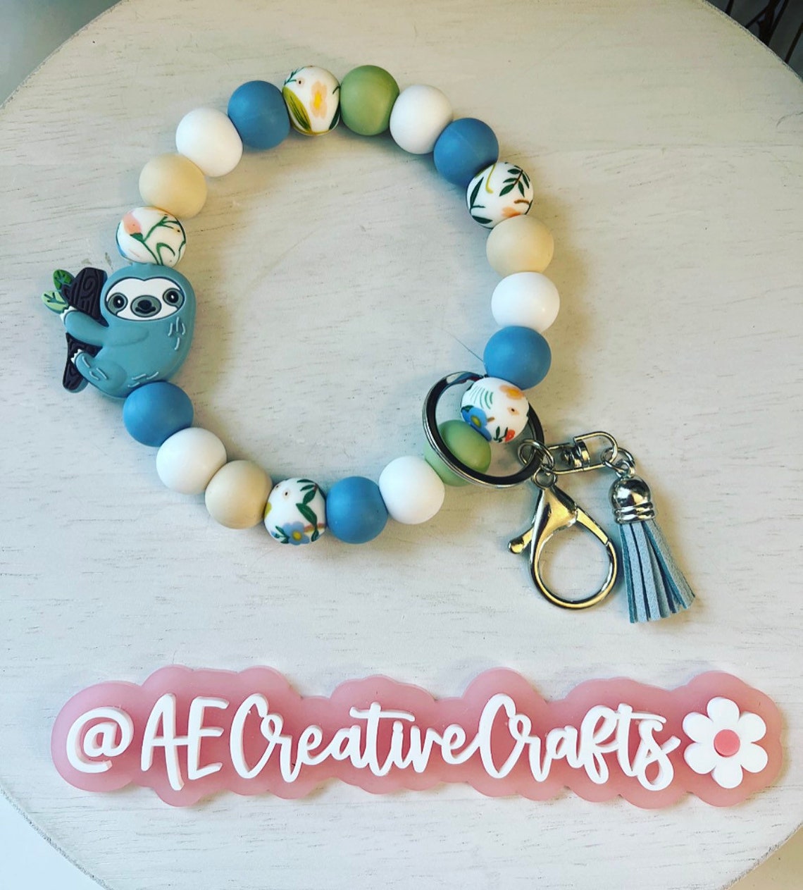 Sloth Beaded Wristlet | Sloth Wristlet | Sloth Keychain Wristlet ...