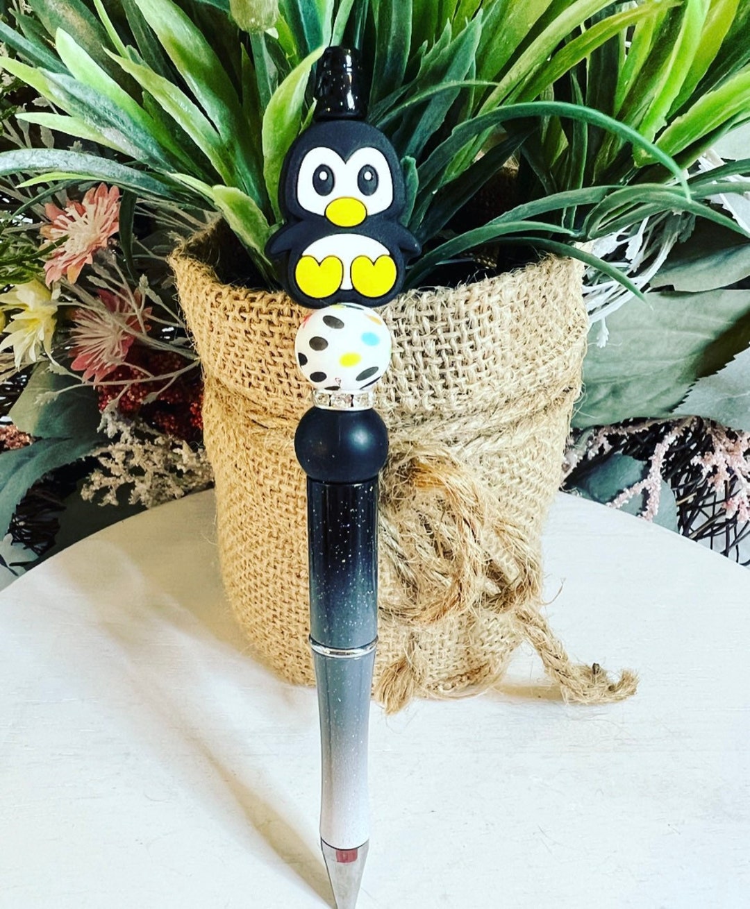 Penguin Beaded Pen | Penguin Pen | Penguin Lover Pen | Beaded Pen ...