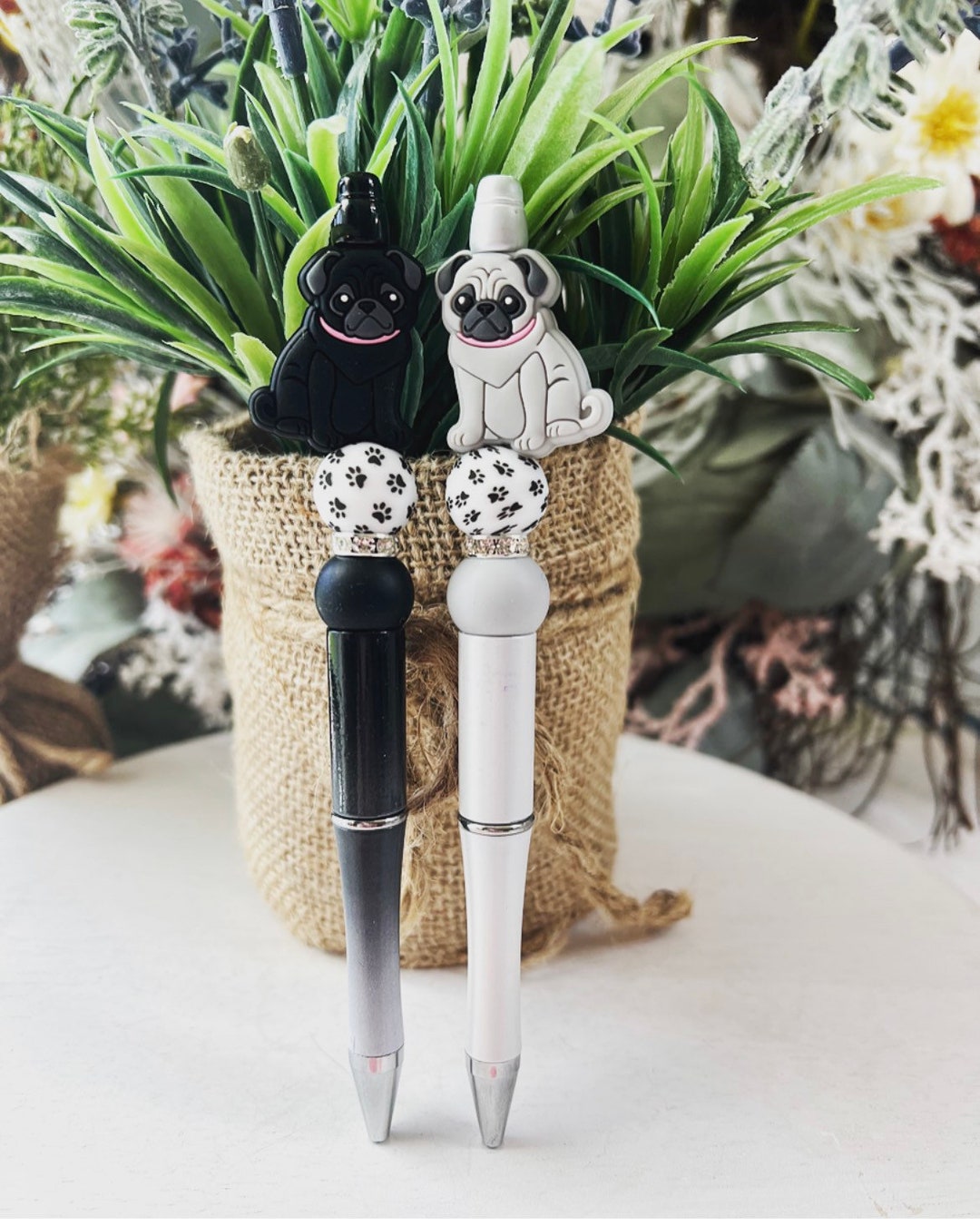 Pug Beaded Pen | Pug Lover Beaded | Pug Pen | Beaded Pen | Work Pen ...