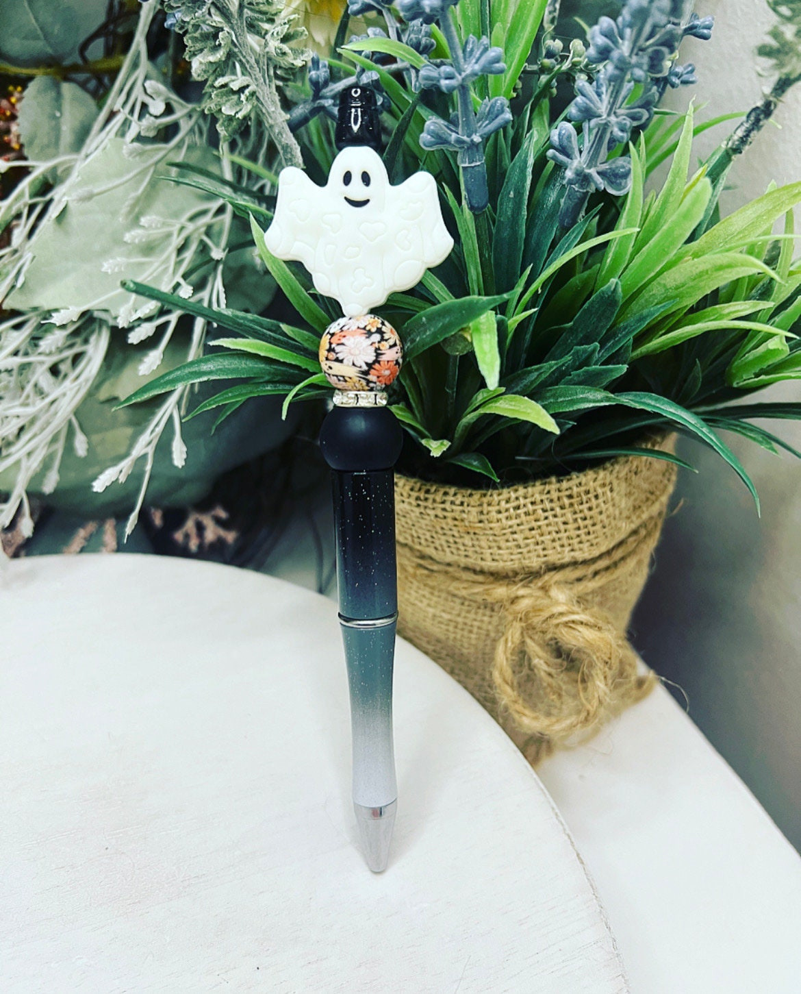 Ghost Beaded Pen | Cat Pen | Ghost Pen | Halloween Beaded Pen ...