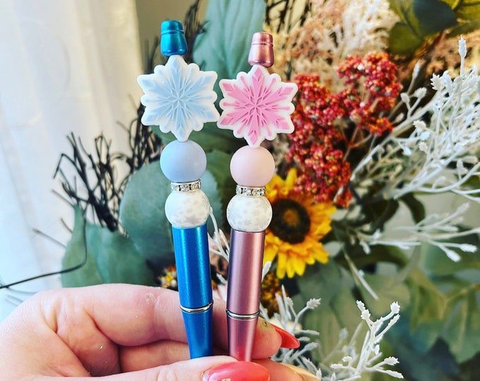Snowflake Beaded Pen | Snowflake Pen | Snowflake | Winter Lover Pen ...