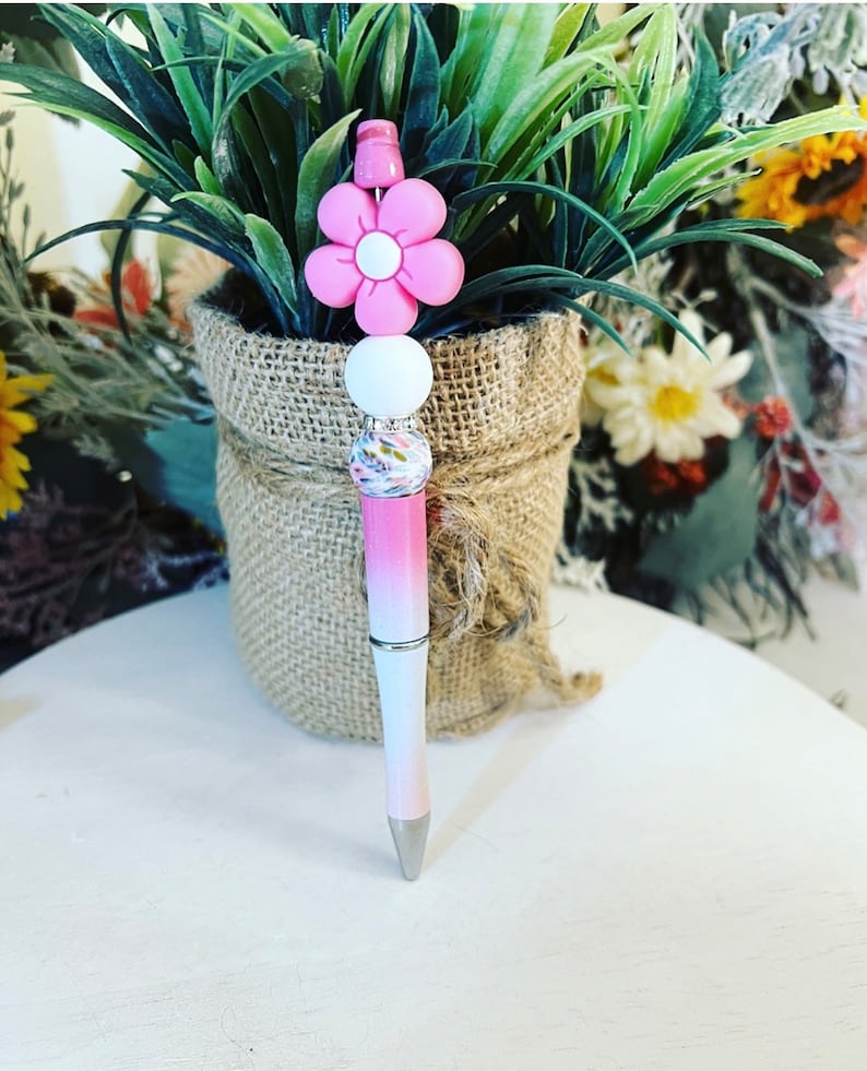 Flower Beaded Pen Flower Pen Flower Flower Lover Pen - Etsy