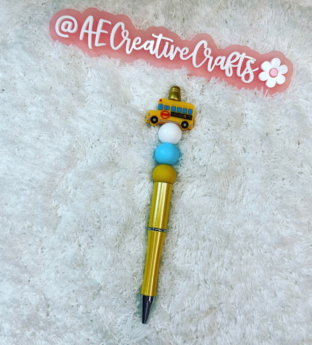 School Bus Beaded Pen | School Bus Pen | Cute Pen | Beaded Pen | Work ...