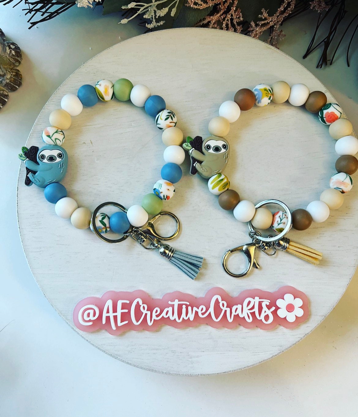 Sloth Beaded Wristlet | Sloth Wristlet | Sloth Keychain Wristlet ...