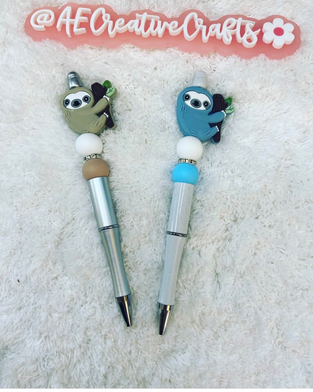Sloth Beaded Pen | Sloth Pen | Sloth Lover Beaded Pen | Silicone Beaded ...