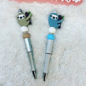Sloth Beaded Pen | Sloth Pen | Sloth Lover Beaded Pen | Silicone Beaded ...