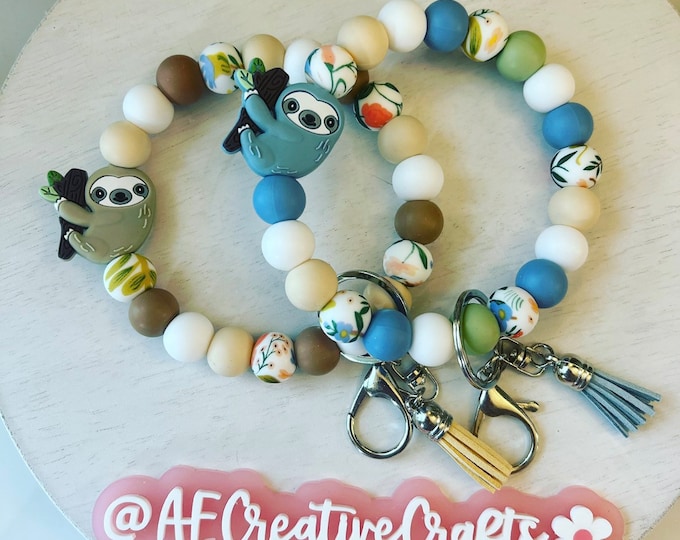 Sloth Beaded Wristlet Sloth Wristlet Sloth Keychain Wristlet Sloths ...