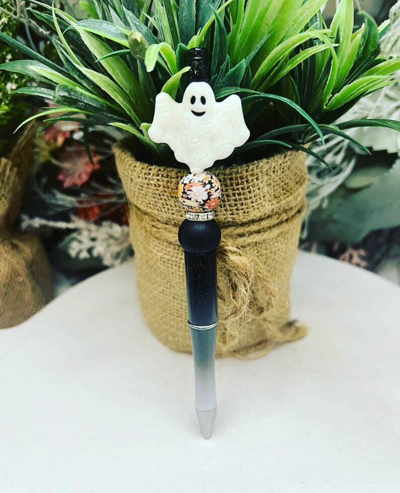 Ghost Beaded Pen | Cat Pen | Ghost Pen | Halloween Beaded Pen ...