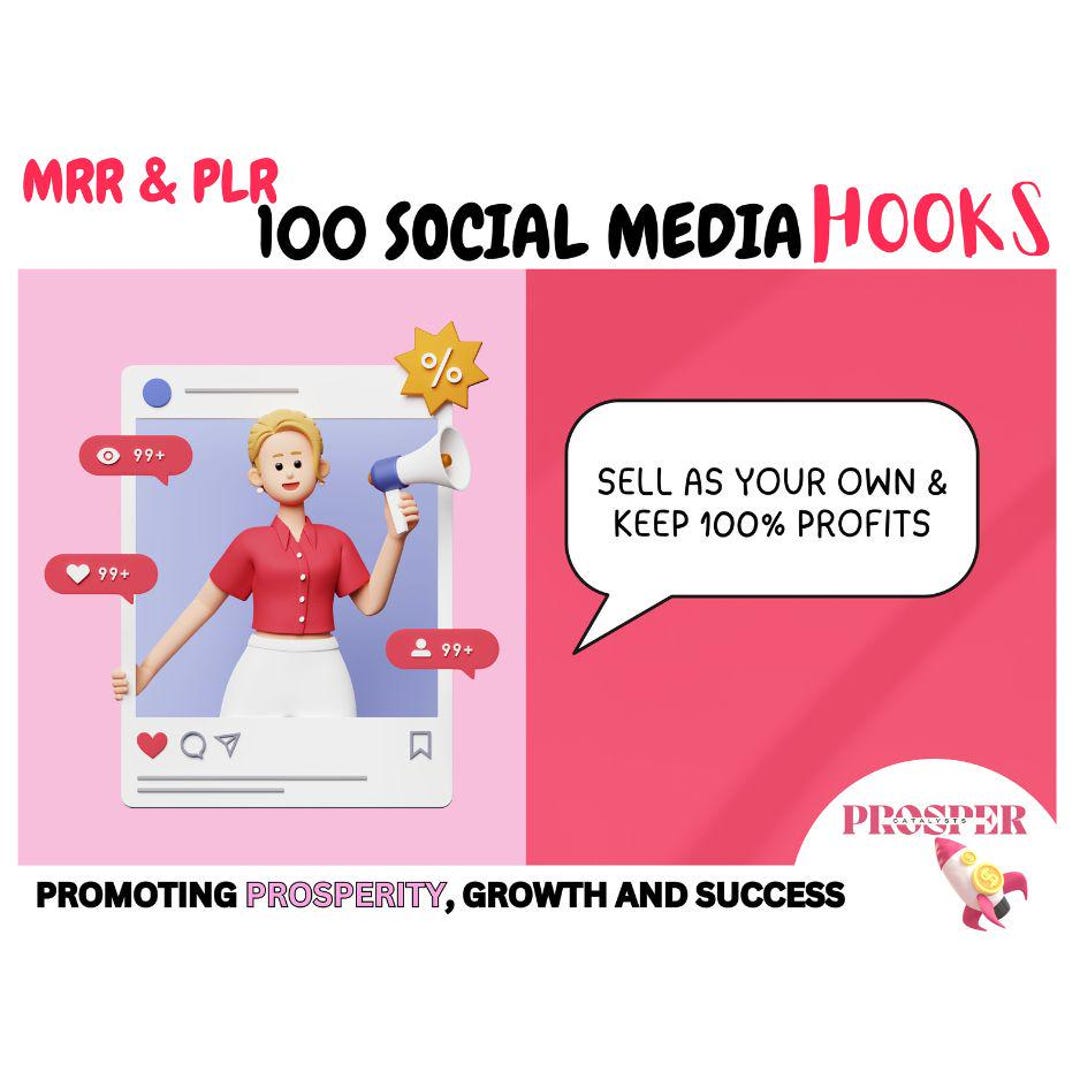 100 Social Media Hooks – Digital & Printable Content Prompts to Boost ...