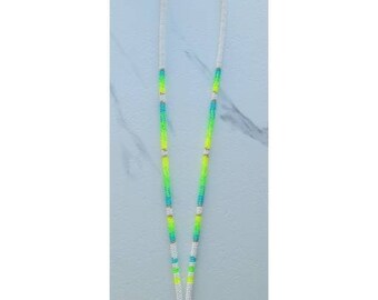 Striped Rainbow Neon Fade Native Beaded Lanyard - Etsy