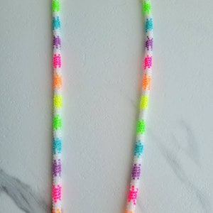 Striped Rainbow Neon Fade Native Beaded Lanyard - Etsy