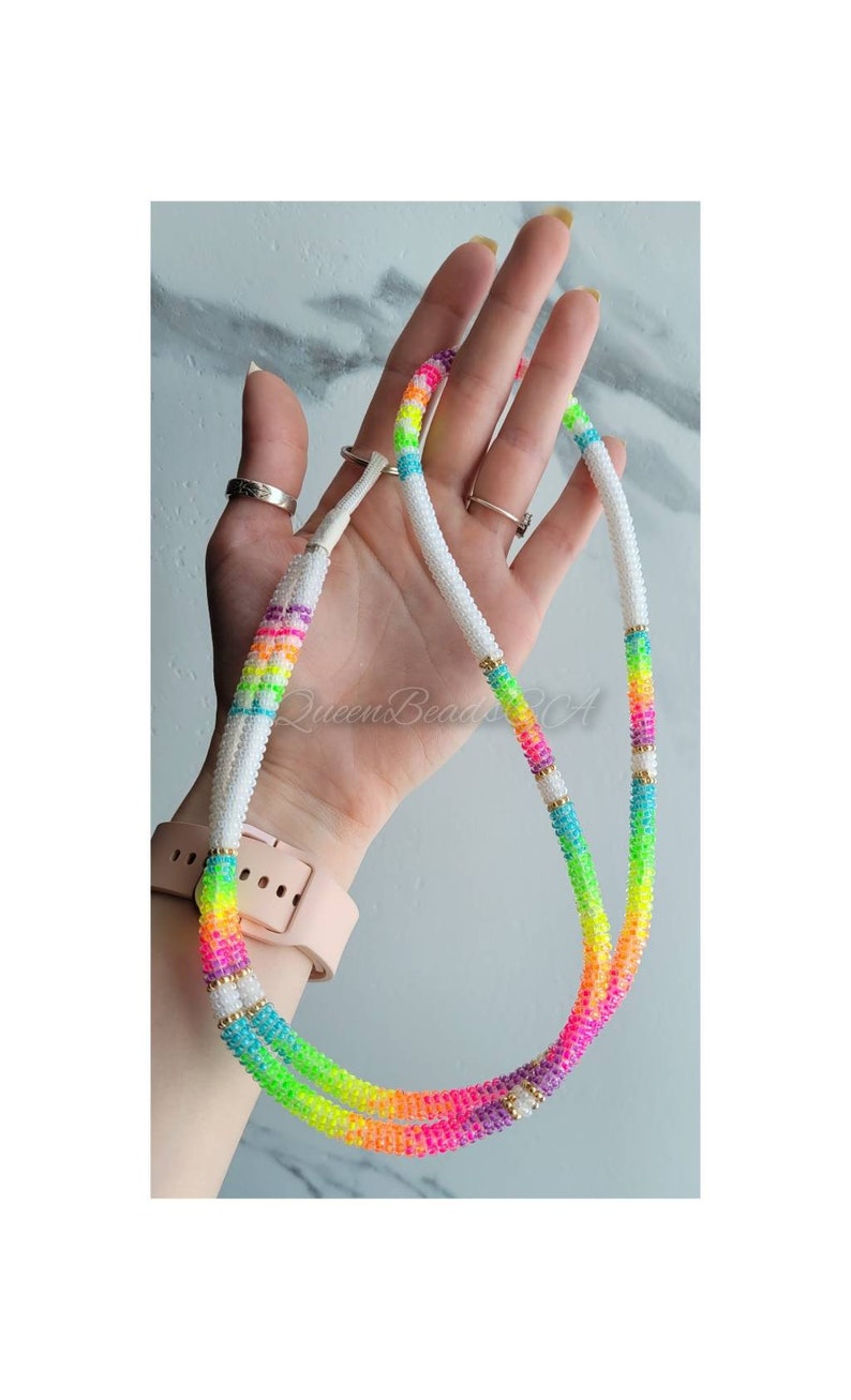 Rainbow Neon Fade Native Beaded Lanyard - Etsy