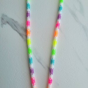 Striped Rainbow Neon Fade Native Beaded Lanyard - Etsy