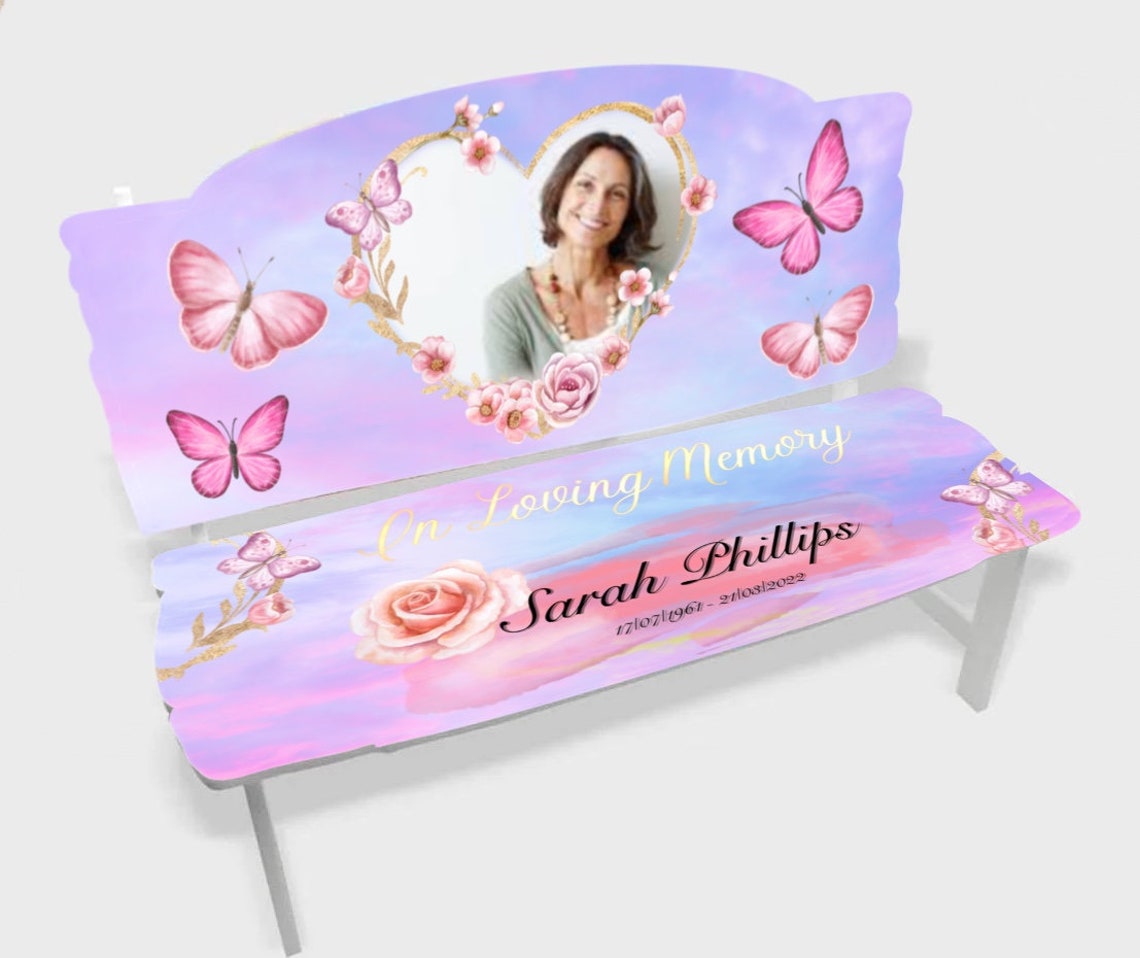 Memorial Bench Template Sublimation PNG Memorial Pink Butterflies - Etsy