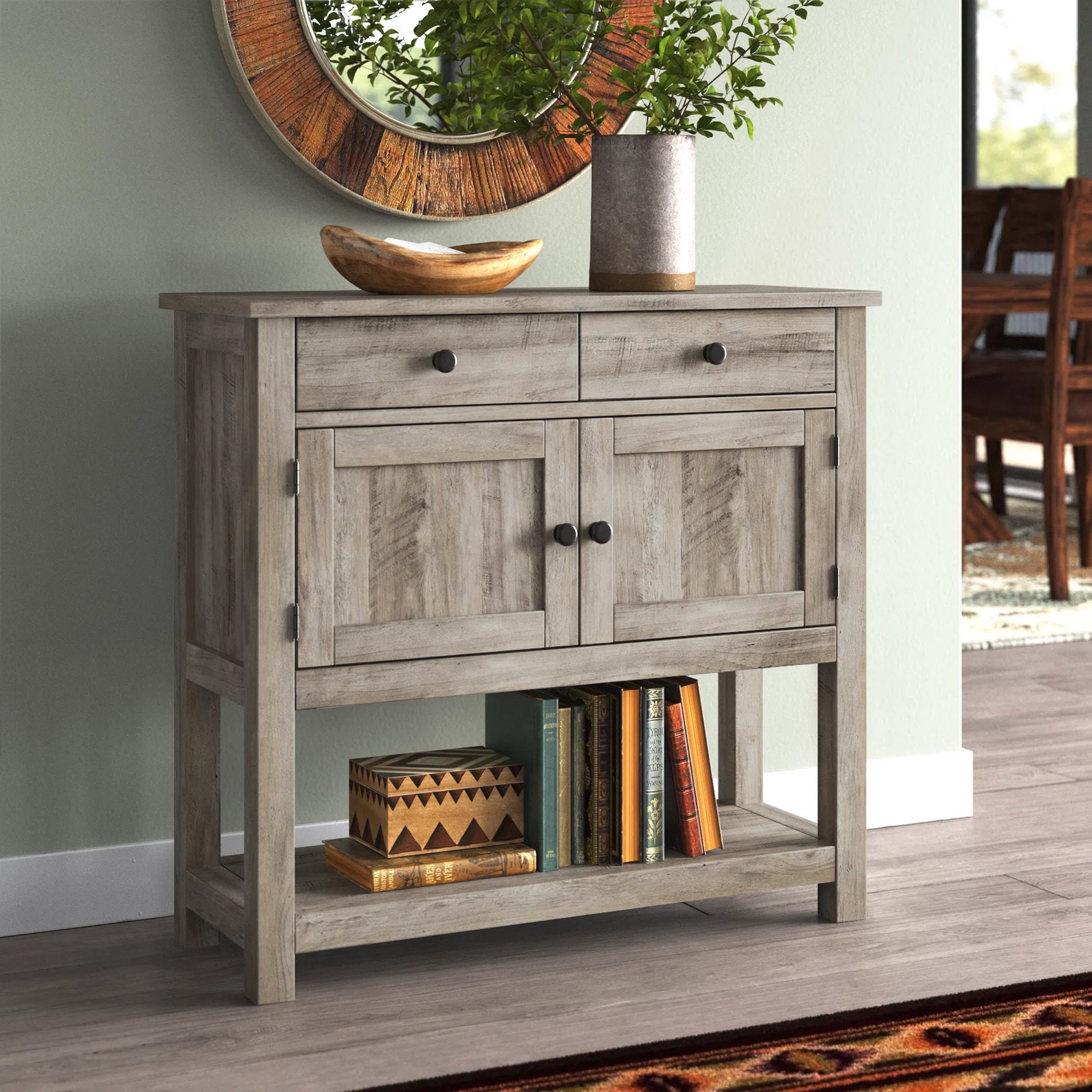 35.4'' Console Table With Drawers and Cabinet, Entryway Table, Accent ...
