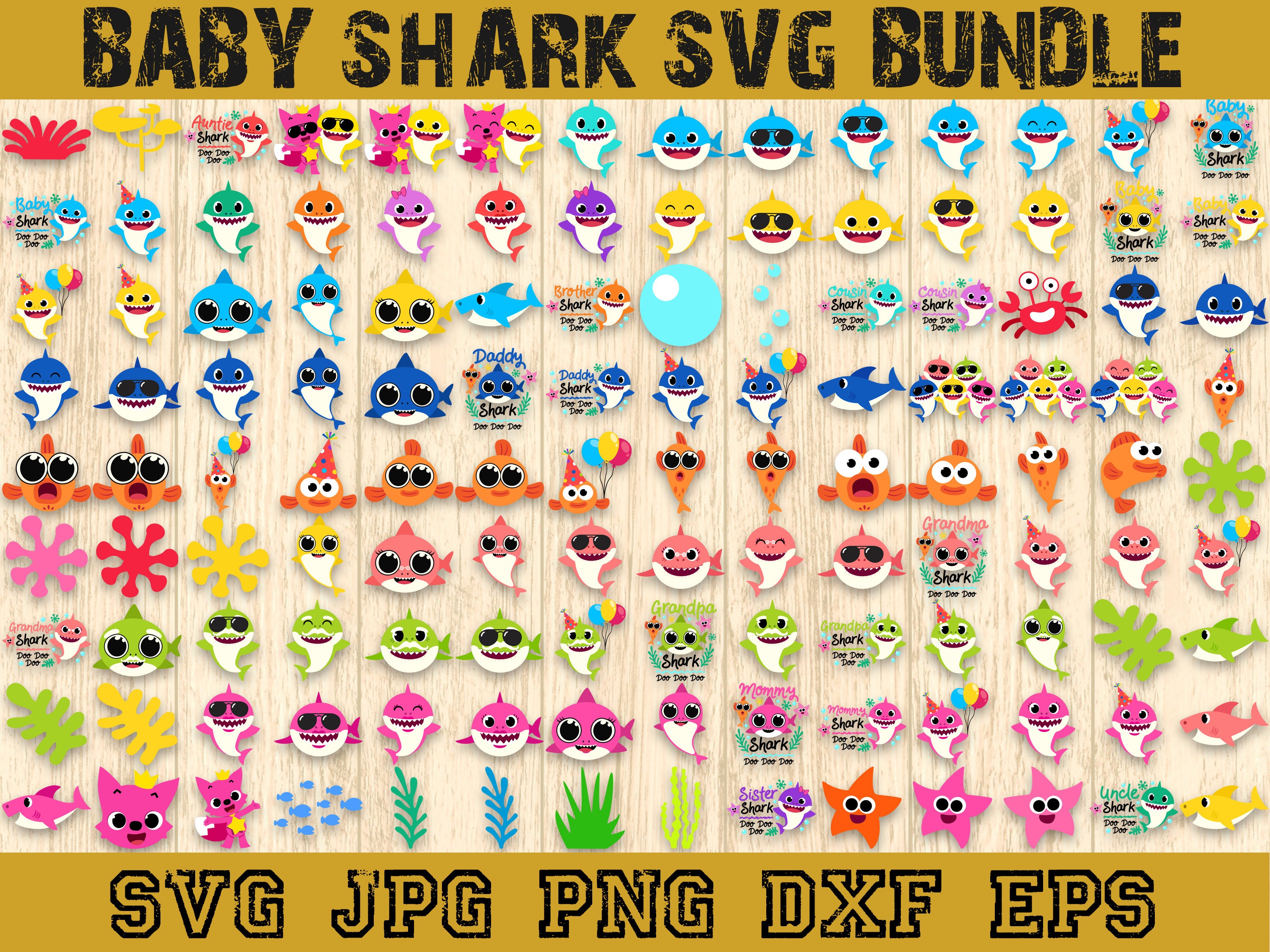 Baby Shark Svg, Baby Shark MEGA BUNDLE, 135 Designs Baby Shark Svg ...