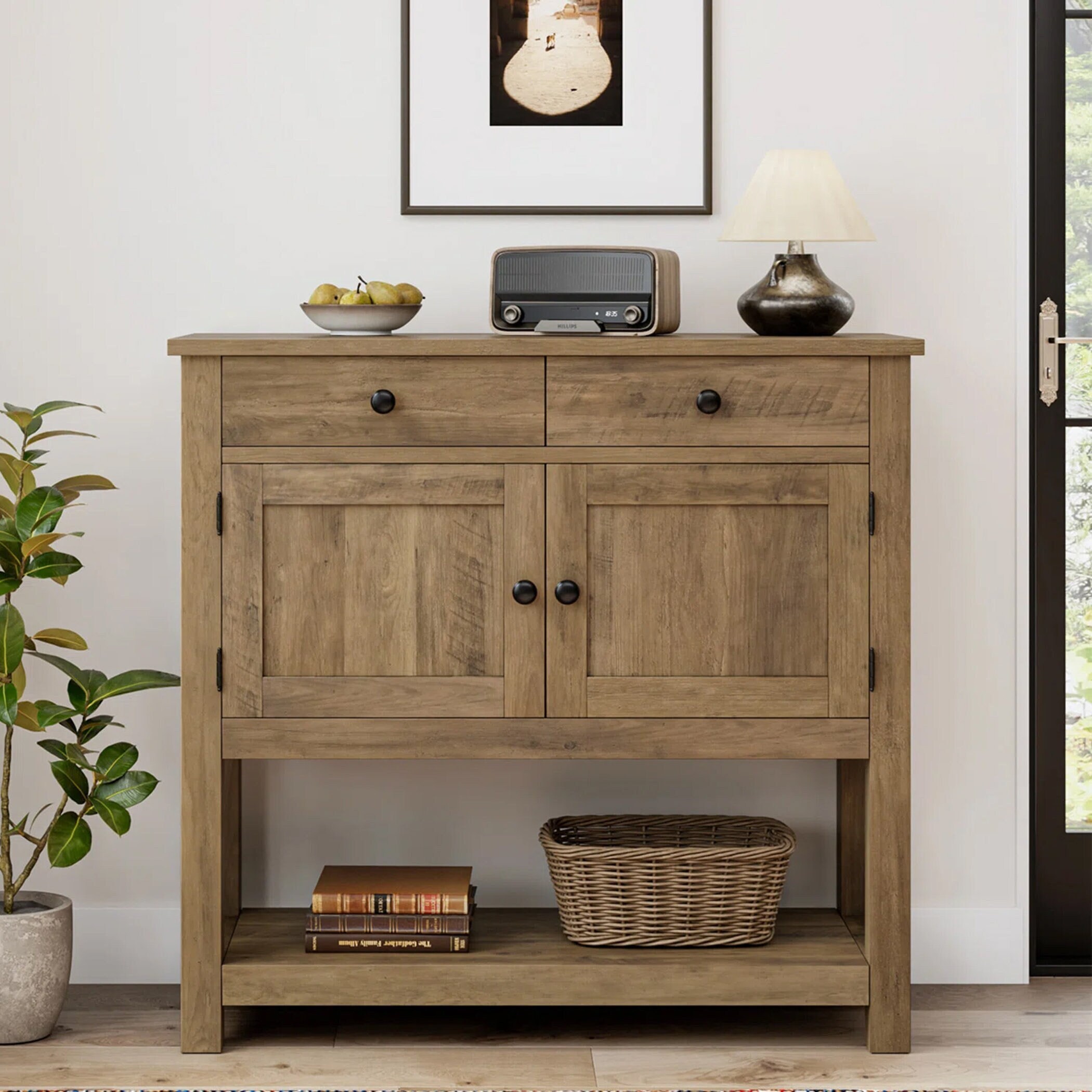 35.4'' Console Table With Drawers and Cabinet, Entryway Table, Accent ...