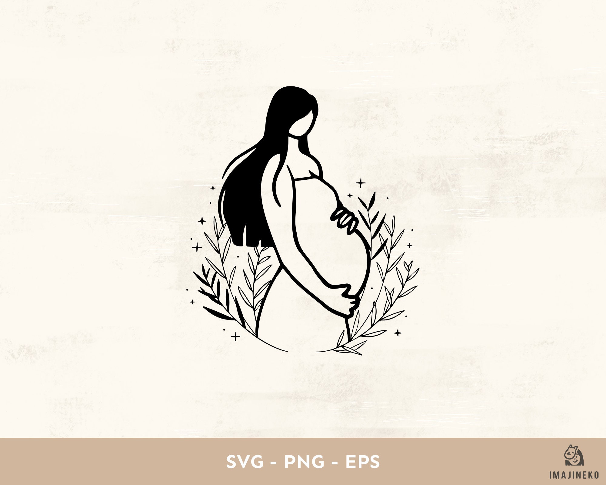 Pregnancy Clipart SVG, Line Drawing Pregnant Women, Mothers Day, Baby ...