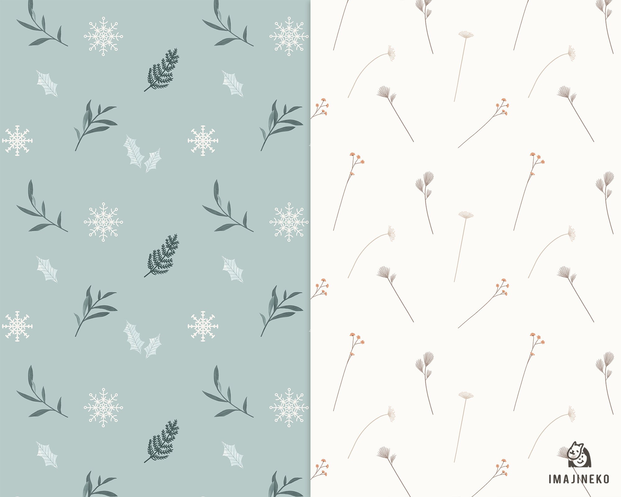 Winter Digital Paper, Winter Boho Scrapbook Paper, Christmas Boho ...