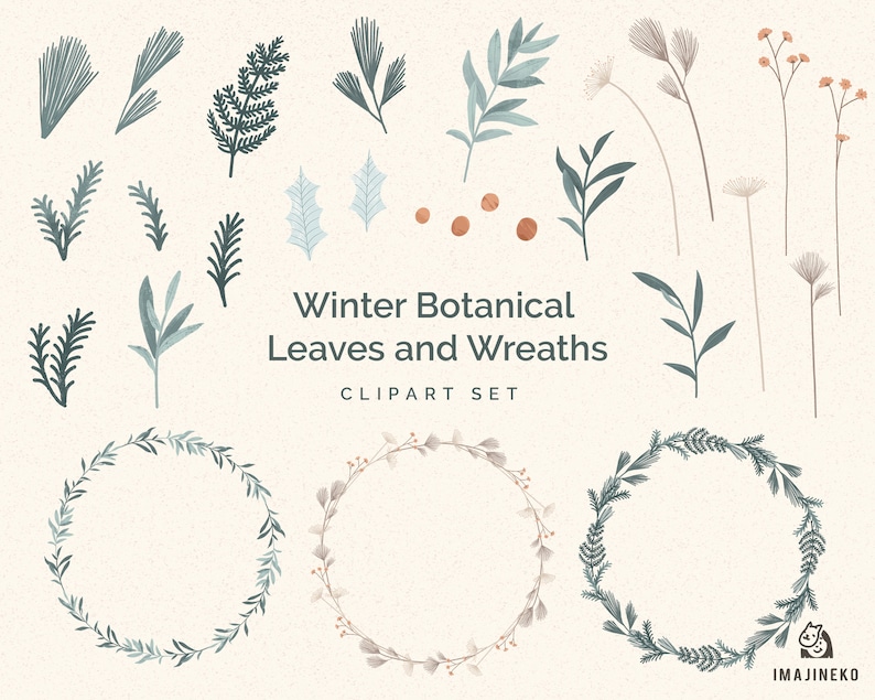 Winter Botanicals Clipart, Christmas Botanicals, Pine Leaf Clipart ...